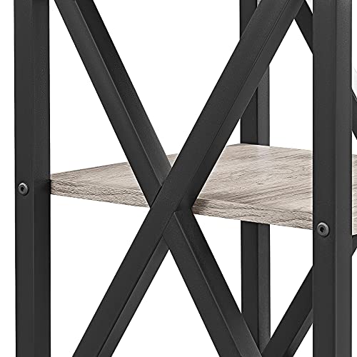 Yaheetech Industrial End Tables, 3-Tier Side Tables with Storage Shelves for Living Room, X Design Sofa Tables, Strong Metal Frame, Easy Assembly, Gray