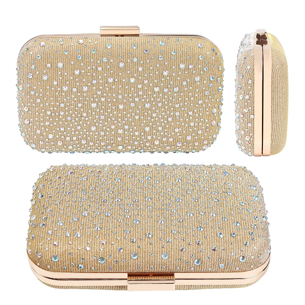 JunLing Evening Bag (Gold) Women's Clutch Handbags Crystal Bag Crossbody Bags Blingbling Sparkle Clutch