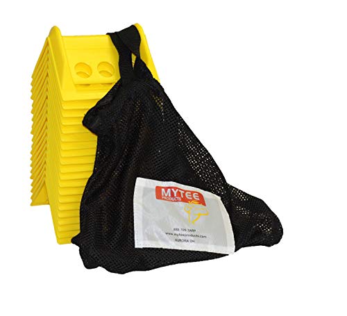 Mytee Products 20 Pack Yellow 4" Flatbed Edge Protectors with Carrying Case - 4" Winch Ratchet Straps Plastic Corner Protectors for Flatbed Cargo Load