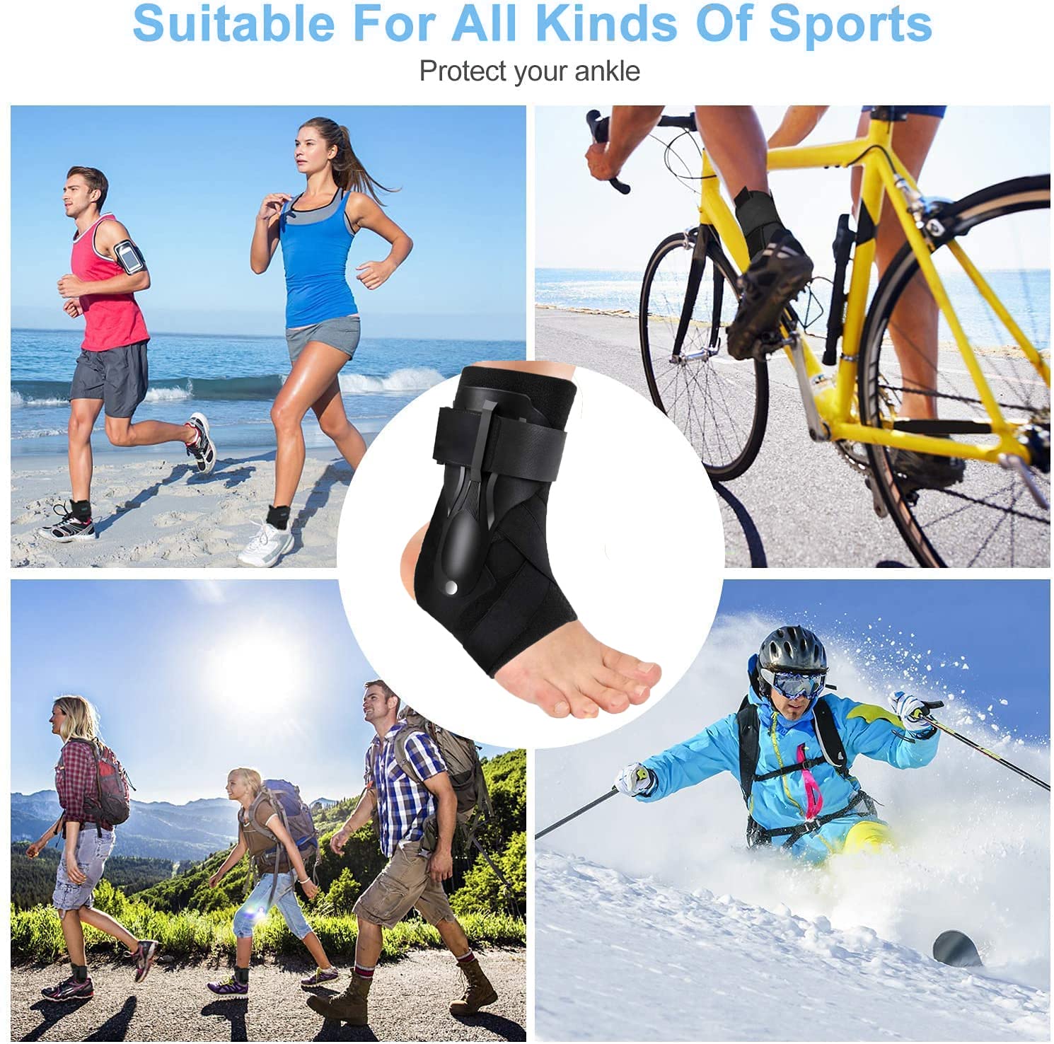 TODDOBRA Ankle Brace for Sprained Ankle, Ankle Support Brace with Side Stabilizers for Men & Women, Ankle Splint Stabilizer Volleyball, Basketball, Ankle Supports for Women (Update L)