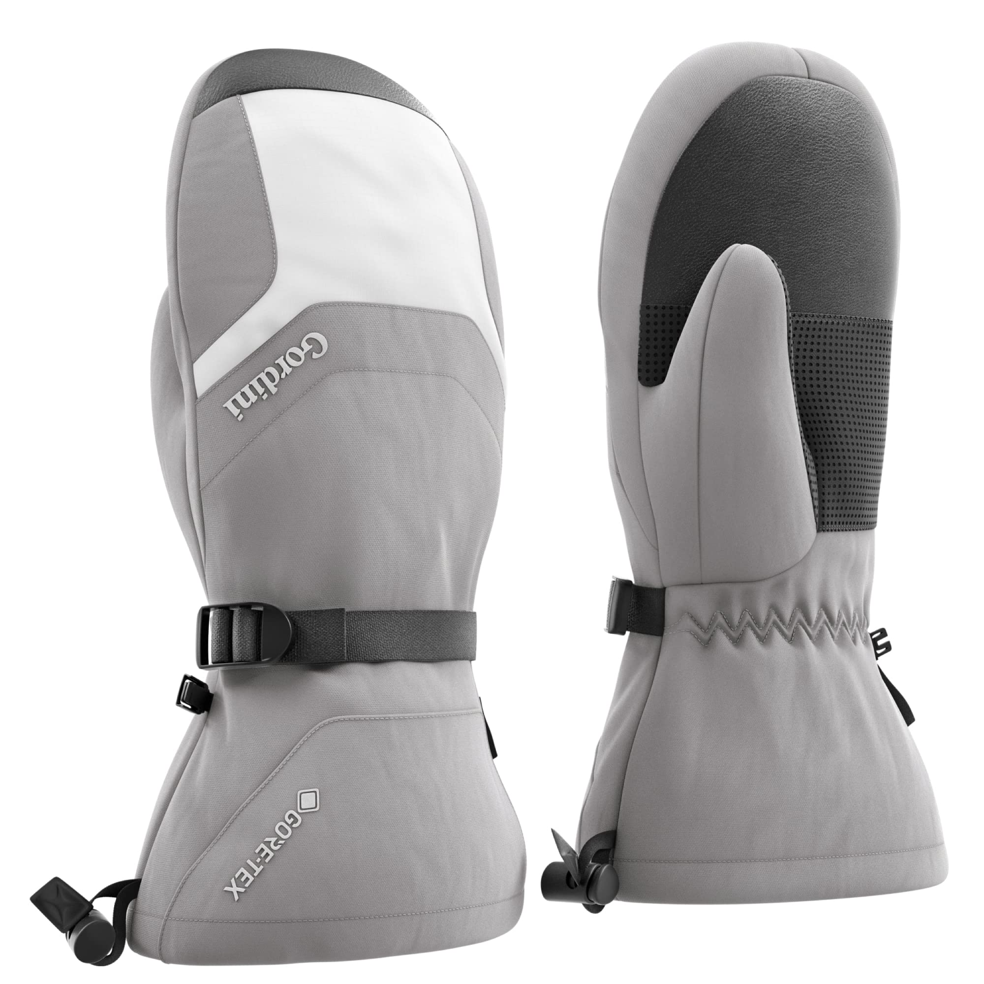 Gordini Women's Ski Mittens Cold Weather Waterproof Gore-tex Insulated Gauntlet Snow (Medium, Clay Grey White)