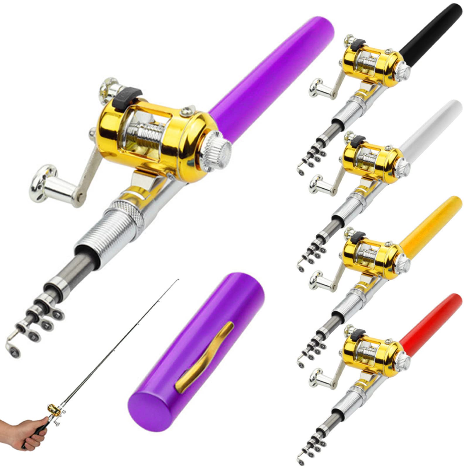 Grey990 Fishing Accessories Lightweight Mini Pen Shape Telescopic Fishing Rod Pole Reel Fish Tackle Tools