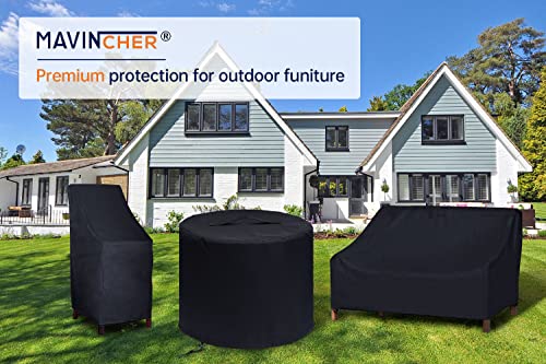 MAVINCHER Fire Pit Cover for Solo Stove Bonfire 2.0, Waterproof Outdoor Firepits Cover for Propane Fire Pits, 600D Heavy Duty Patio Round Fire Pit Cover for Gas Fire Bowl Fits, Black, 20" D x 14.5" H