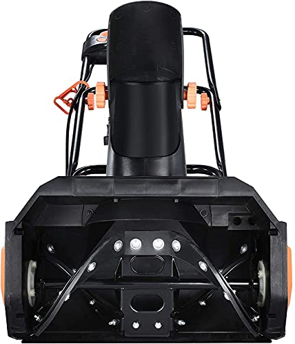 Snow Thrower, 18 Inch Electric Snow Blower, Overload Protection, 13 Amp, Steel Auger, 180° Rotatable Chute, Black & Orange a03