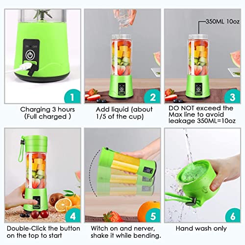 Portable Blender, Personal Mixer Fruit Rechargeable with USB, Mini Blender for Smoothie, Blue