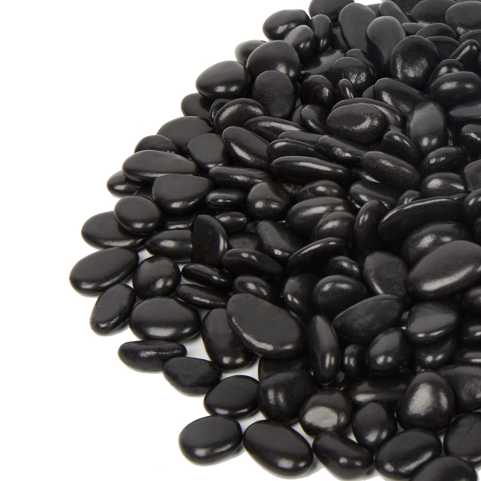 GASPRO 10 Pound Black Pebbles for Indoor Plants, 3/8 Inch Natural Decorative River Rocks for Vase, Garden, Landscaping, Succulents, Highly Polished and Smooth Surface