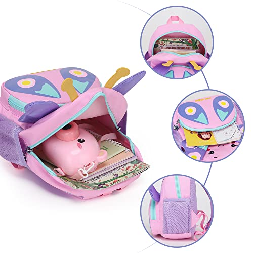 Reqinqin Cute Animal Toddler Backpack,3D Animal Cartoon,MINi Travel Backpack Butterfly Bag for Baby 1-5 Years Girls Personalized Waterproof Bag Kids Backpack(Butterfly)