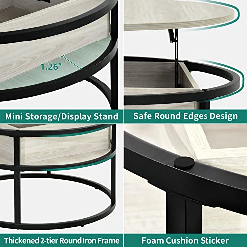 YITAHOME Lift top Coffee Table, White Oak and Black