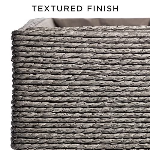 Sorbus Storage Baskets 4-Piece Set - Stackable Woven Basket Paper Rope Bin Boxes for Makeup, Office Supplies, Bedroom, Closet (Gray)