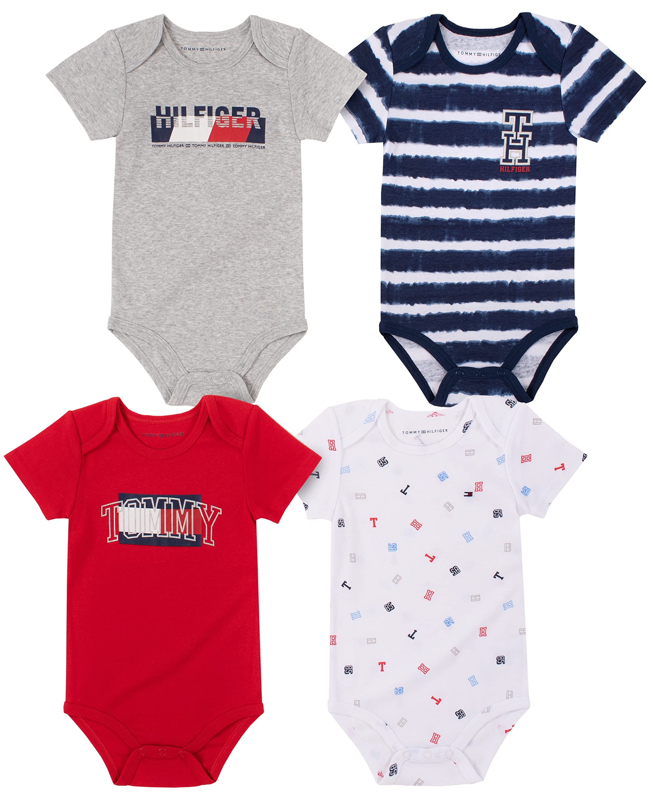 Tommy Hilfiger Baby Boys 4 Pack Bodysuit And Toddler Layette Set, Racing Red, 12M US