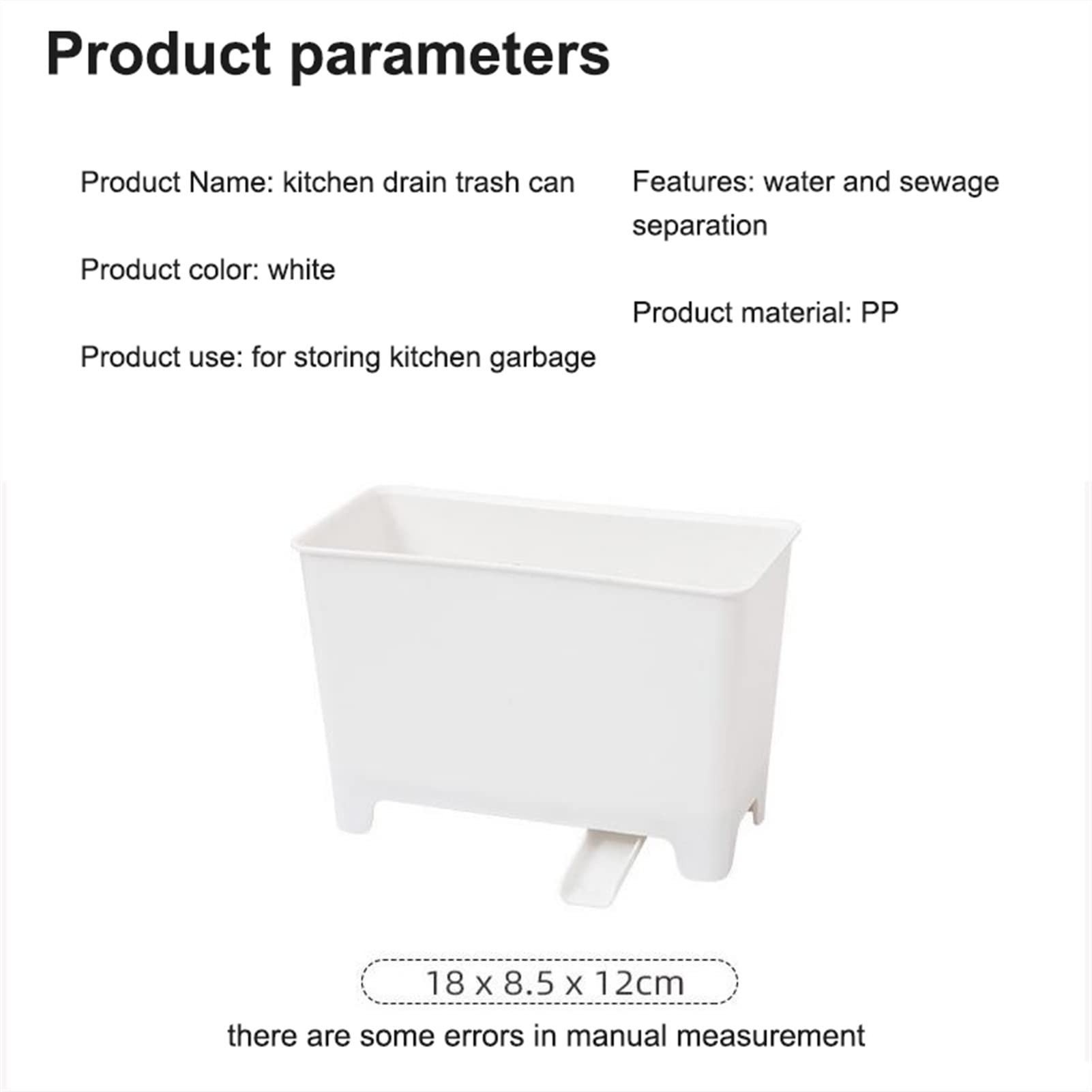 GRFIT Trash can Kitchen Drain Trash Can Kitchen Waste Bin Countertop Garbage Cans Recycle Rubbish Bin Dry Wet Separation Storage Bucket Kitchen Trash Can