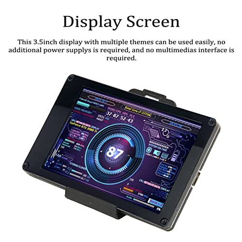 Qinlorgo Mini Monitor Sensor Panel, Computer RAM Monitor Energy Saving Adjustable Brightness 3.5in Multifunctional for Company (with Motherboard Line)