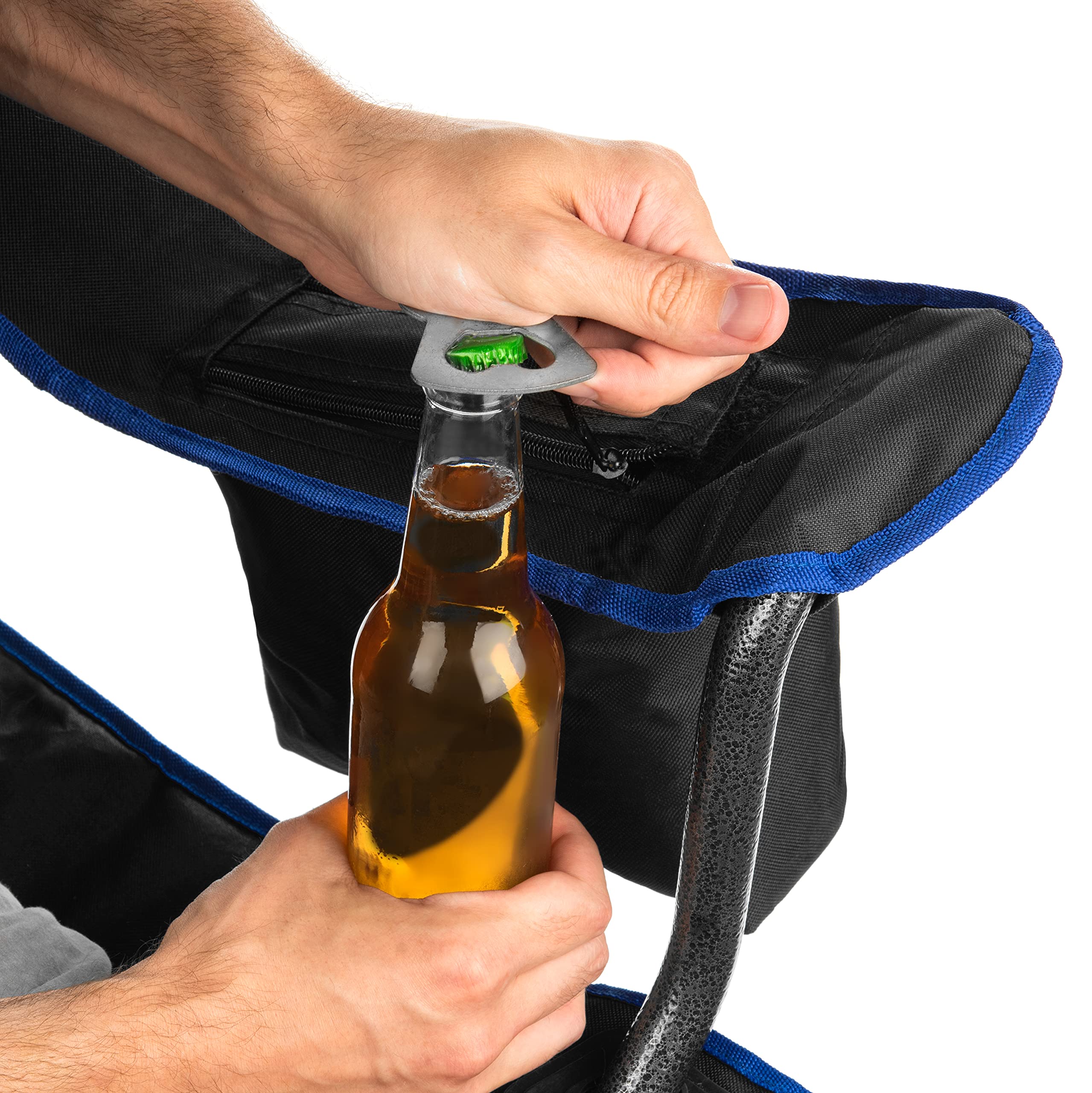 Homevative Heavy Duty Camping Chair with Carrying Bag, Built-in Cooler, Cup Holder and Bottle Opener