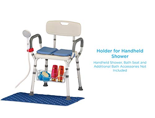 NOVA Medical Products Hand Held Shower Holder Attachment for Bath Seat, Transfer Bench, Bath Stool, Shower Commode, Universal Fit, red