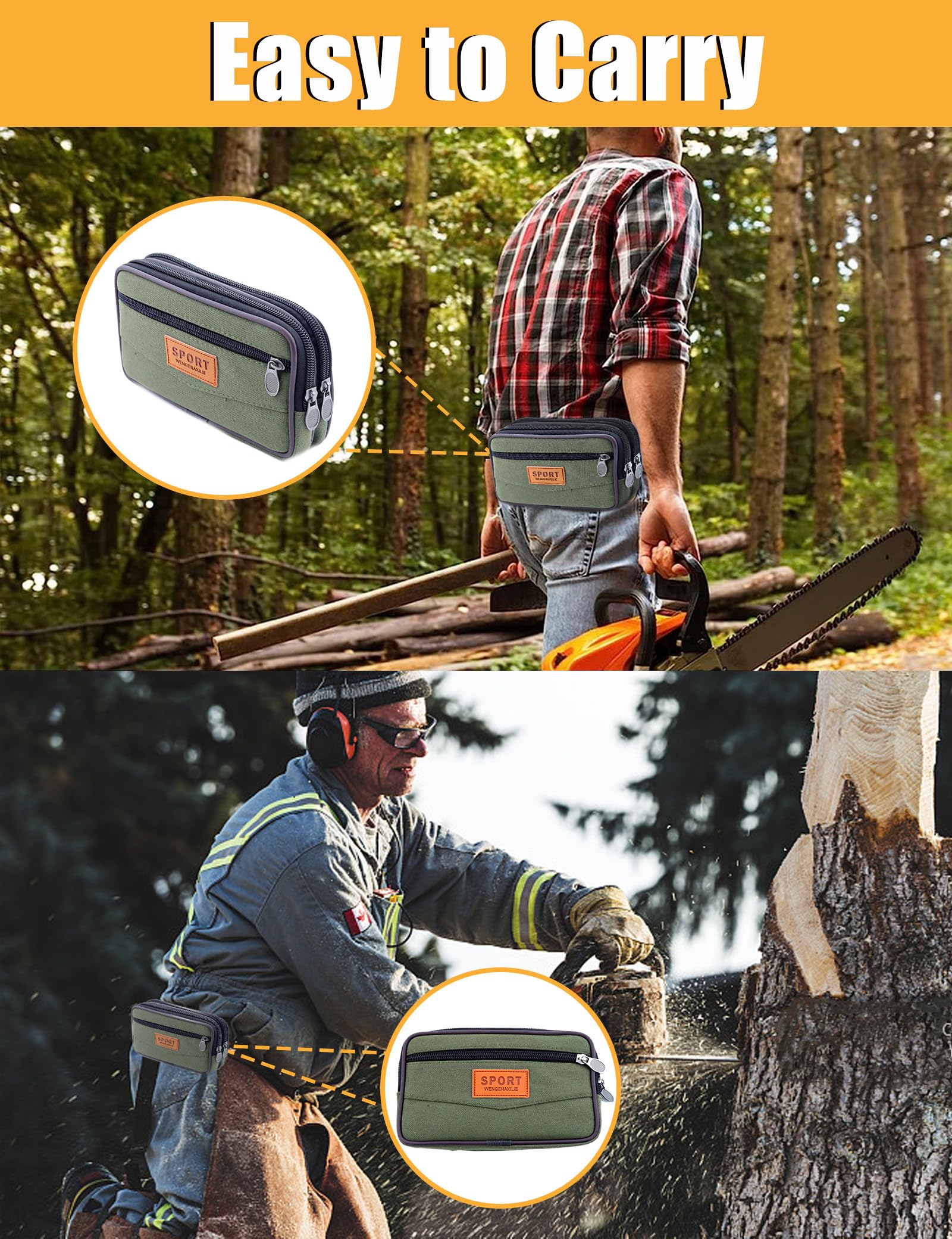 Haishine Chainsaw Sharpening Jig, Portable Hand Crank Chainsaw Sharpening Kit with 6Pcs High Hardness Chainsaw Sharpening Stone, Chainsaw Sharpener for 8-22" Chain Saws - Includes Storage Bag