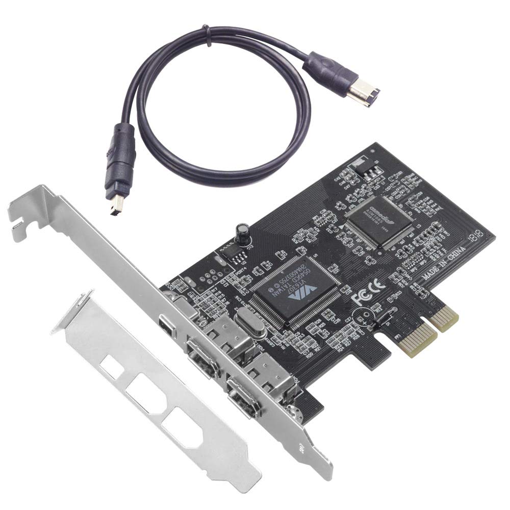 GODSHARK PCIe 3 Ports 1394A Firewire Expansion Card, PCI Express (1X) to External IEEE 1394 Adapter Controller (2 x 6 Pin + 1 x 4 Pin) for Desktop PC and DV Connection