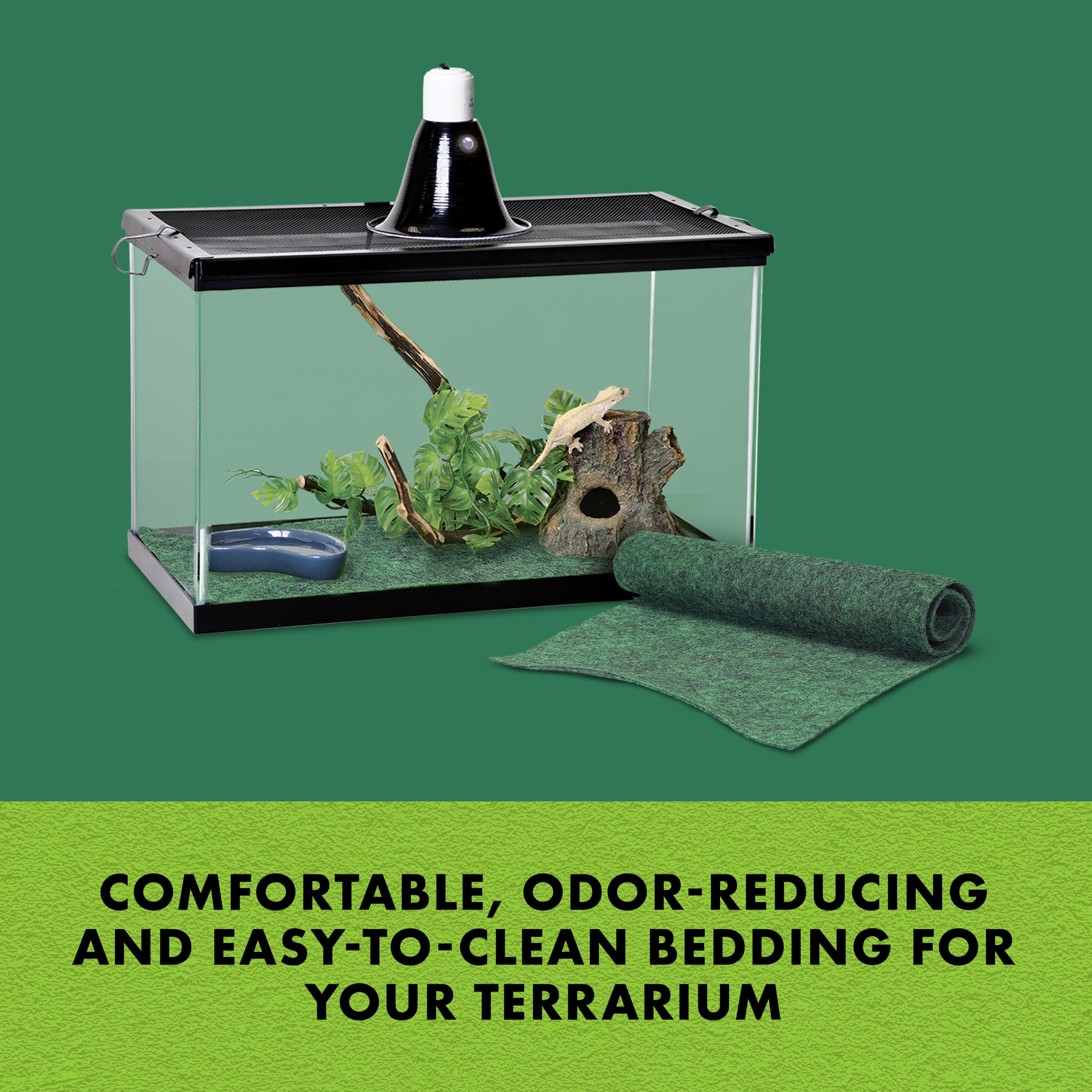 Zilla Reptile Terrarium Bedding Substrate Floor Liner, Green, 30G, 11.75" x 35.5"