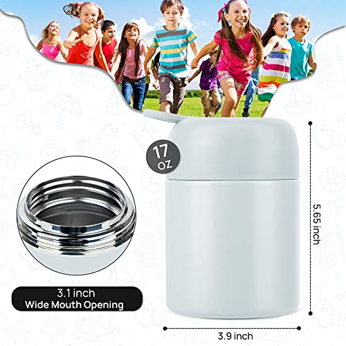 NewFation Thermos For Hot Food - 17 Oz Insulated Food Container With Foldable Fork& Spoon, Leak Proof Soup Thermoses For Adults, Food Thermoses Portable With Handle For Office Outdoors (Gray)