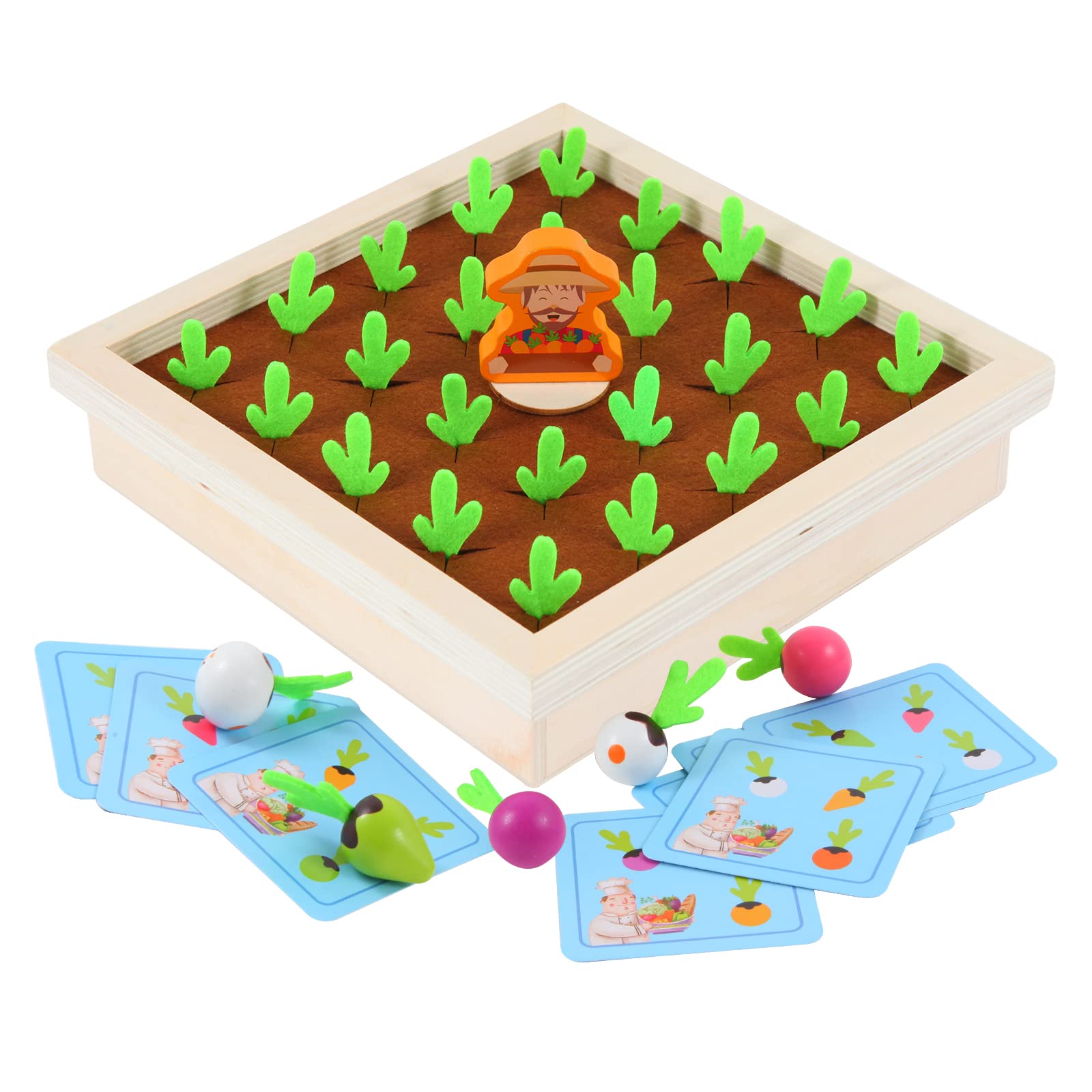 Zuddha Montessori Wooden Educational Toys: Carrot Harvest Learning Game for Toddlers 2 3 4 Years Old Boys Girls, Shape Color Sorting Memory Games, Developmental Fine Motor Skill Gifts for Kids Age 2+