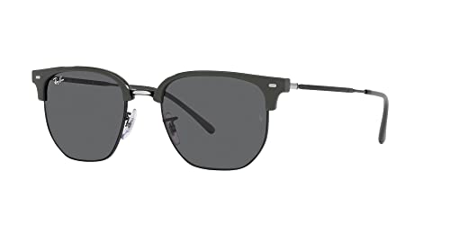 Ray-Ban RB4416 New Clubmaster Square Sunglasses, Green on Black/Dark Grey, 53 mm
