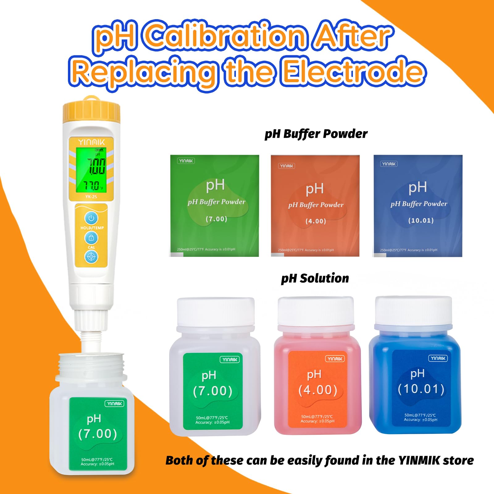 YINMIK pH Meter Replacement Probe, New Spear Tip pH Electrode for Food pH Meter, Digital pH Sensor for Food and Semi-Solid pH Tester