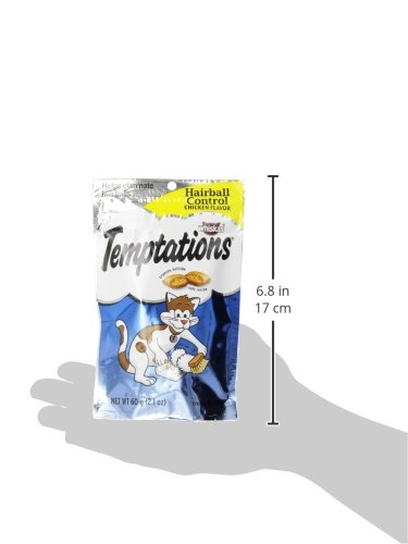 Temptations Indoor Care Crunchy and Soft Cat Treats, Chicken Flavor, 2.1 oz. Pouch (Pack of 12)