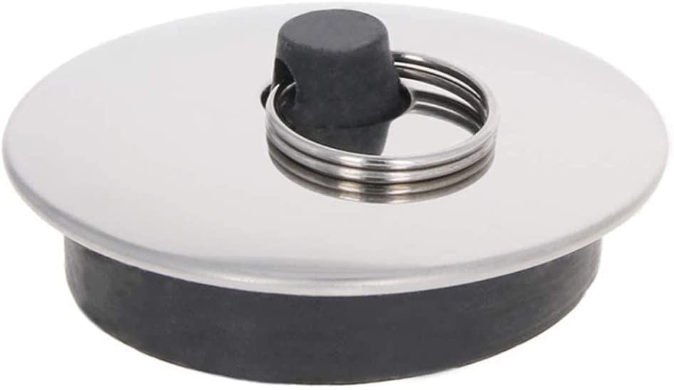 Yinpecly 1pcs Small Sink Drain Stopper Kitchen Sink Plug Stainless Steel Medium 1.88 inch Diameter Black Silver Stopper with Hanging Ring for Bathtub and Bathroom Kitchen Sink Tools