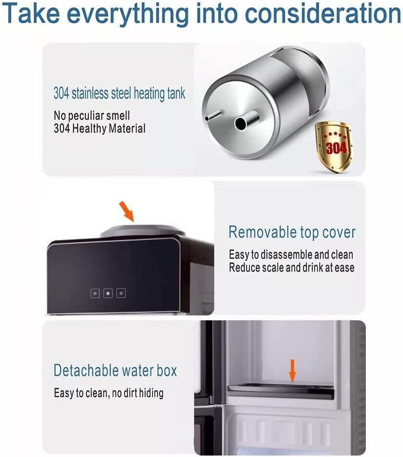 Top Loading Water Cooler Dispenser - 5 Gallon Hot & Cold Water, Child Safety Locker - 3 Temperature with Hot, Room & Cold Spouts, Suitable for Home Office