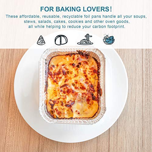 XIAFEI 1LB Aluminum Pans with Clear Lids (50PACK),Foil Pans - to Go Food Containers,Recyclable Aluminum Foil with Strong Seal for Freshness & Spill Resistance- 5.5"x 4.5"x 1.57"