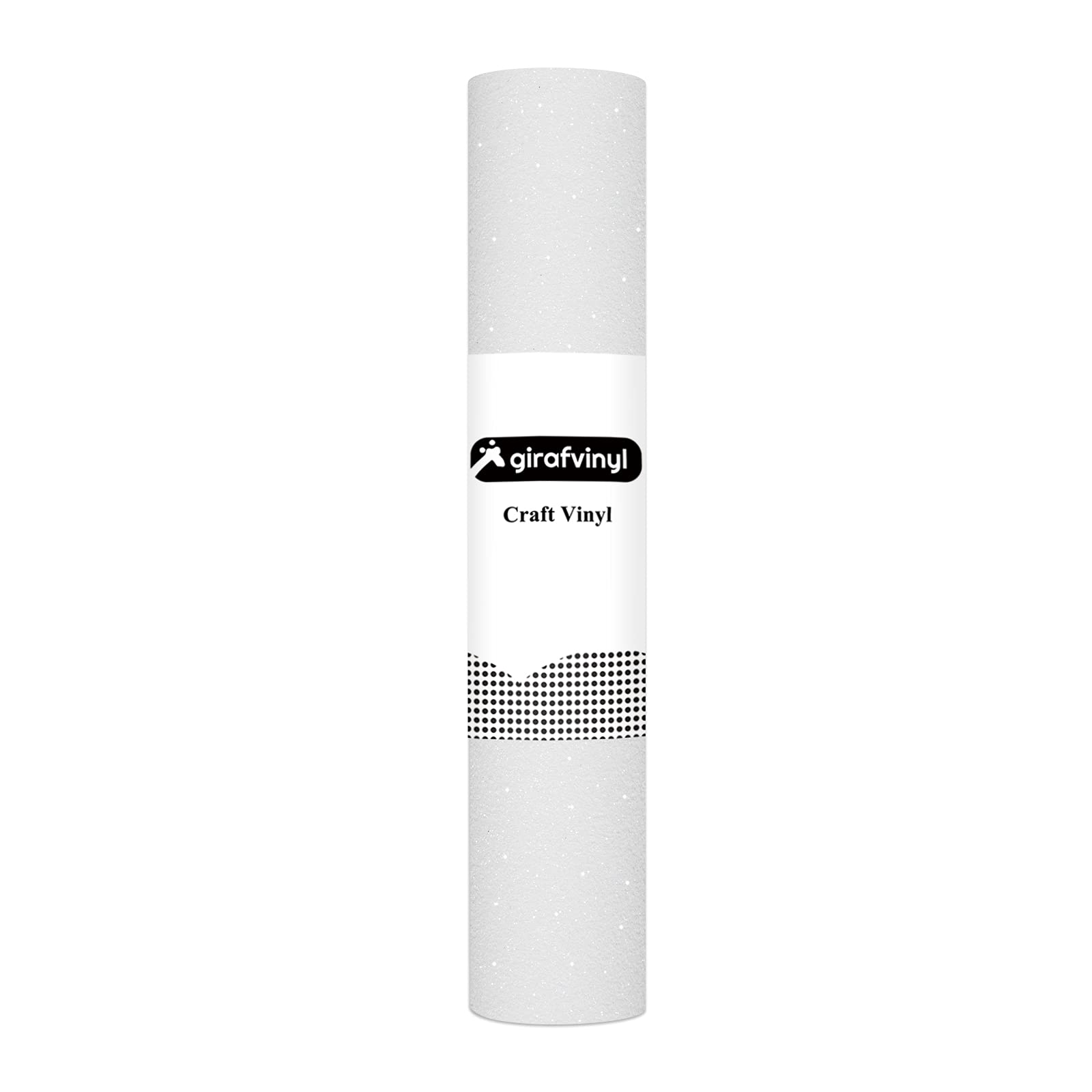 GIRAFVINYL White Glitter HTV Heat Transfer Vinyl for cricut 12" X 8ft Sparkle White Iron on Vinyl Glitter for T Shirts,Garments Bags(Glitter White HTV)