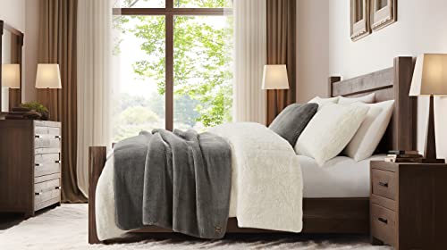 UGG 18961 Whitecap Plush Flannel Oversized Reversible Fleece Throw Blanket Comfortable Lightweight Cozy Hotel Style Home Decor Luxurious Machine Washable Easy Care Blankets, 70 x 50-Inch, Seal