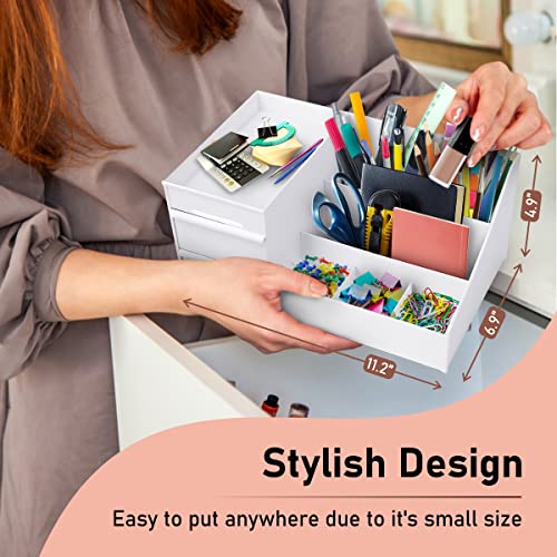 Peachic White Makeup Organizer With Drawers β Countertop Organizer for Cosmetics β Vanity Storage for Skincare, Lashes, Brushes, Nail Polish, Lotions, Lipstick, Makeup