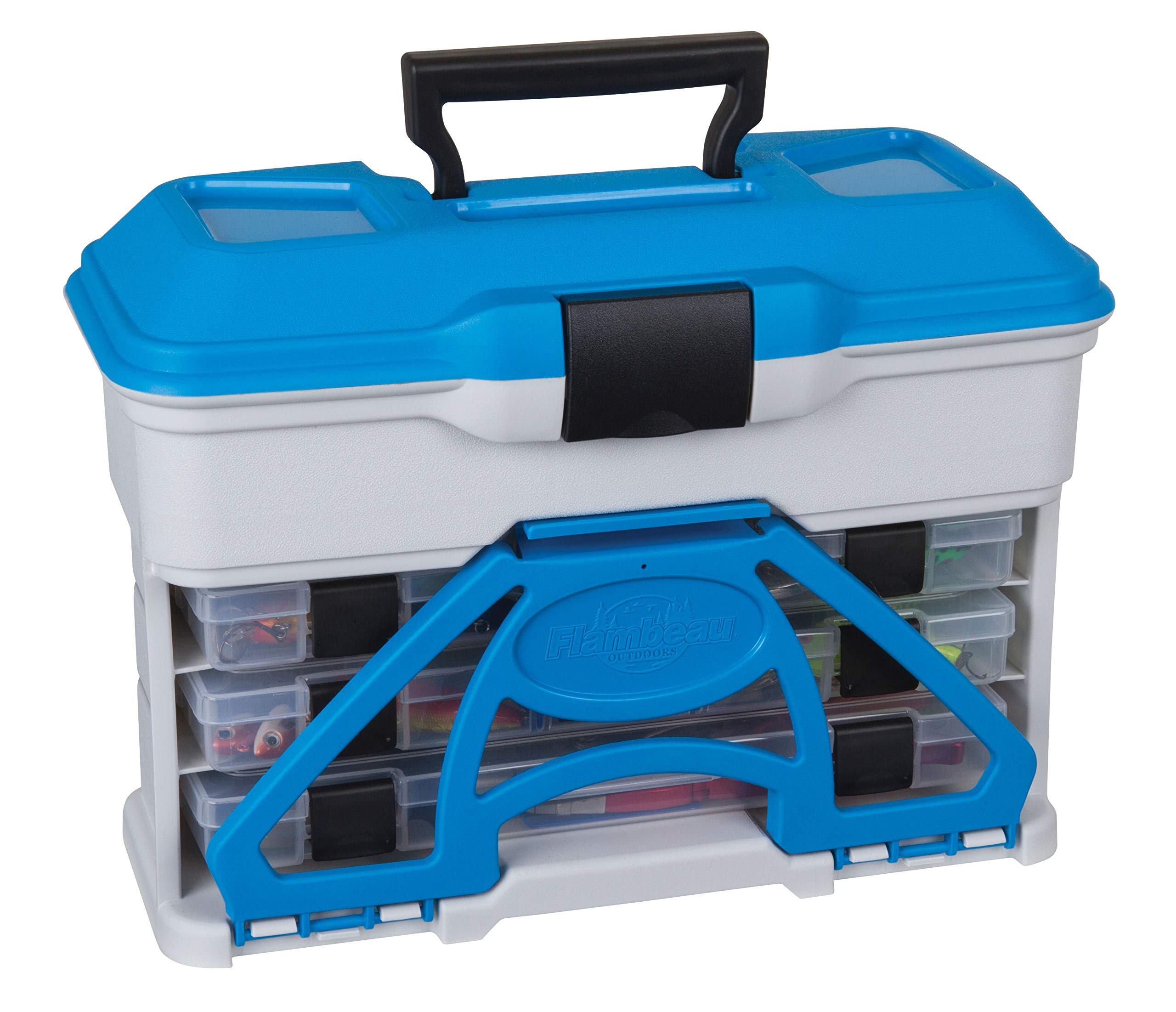 Flambeau Outdoors T3 Multiloader Tackle Box, Fishing Organizer with Zerust Anti-Corrosion Technology, Gray/Bright Blue