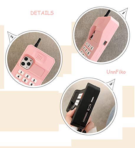 UnnFiko 3D Silicone Case Compatible with iPhone 14 Pro Max, Retro Classic Creative Soft Rubber Bumper Cover Cool Fun Thick Protective Stand Case (Retro Cellphone Pink, iPhone 14 Pro Max)