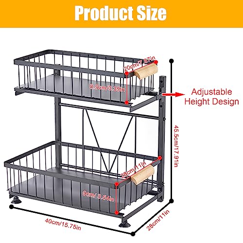 Under Sink Organizers and Storage, Ziqianhard 2 Tire Slipping Drawer Organizer for Bathroom, Pull-out Cabinet Organizer for Kitchen