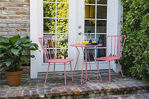 Novogratz Poolside Gossip Collection, Heidi Outdoor/Indoor Bistro Set, 3 Piece, Pink