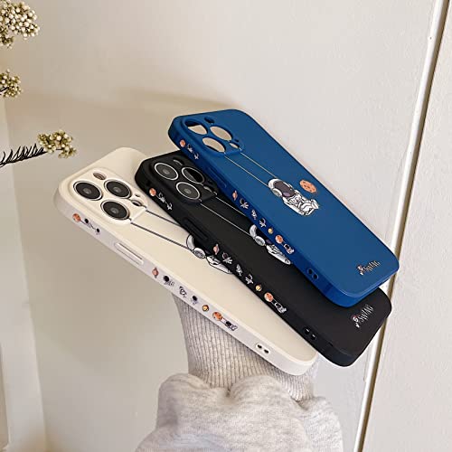 Yonds Queen for iPhone 13 mini Cute Case, Cool Cartoon Swing Astronaut Planet Moon Design Stylish Soft TPU Bumper Shockproof Anti-Slip Protector Case (iPhone 13 mini, Black Planet)
