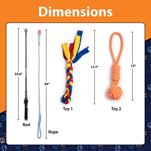 SMATICA Flirt Pole for Dogs - Interactive Dog Toys for Boredom & Stimulating β Lightweight & Sturdy Puppy Toys β Flirt Pole for Dogs Heavy Duty for Dog Training & Exercise (Not for Aggressive Chewers)