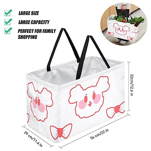 Puppy Full Print Large Capacity Laundry Organizer Tote Bag - Reusable and Foldable Oxford Cloth Shopping Bags