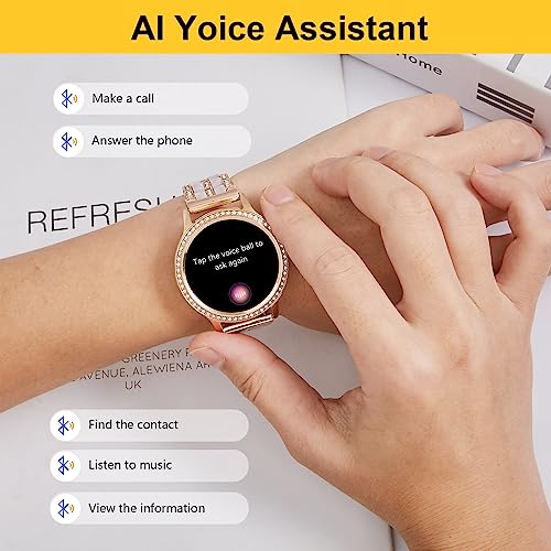 soinfo Smart Watch for Women with Answer/Make Call, Bluetooth Smartwatch for Android iOS Phones Blood Pressure Watch Sport Fitness Watch Waterproof Activity Tracker with Heart Rate Sleep Monito