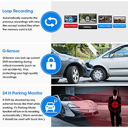 Upgraded 10'' Rear View Mirror Camera Mirror Dash Cam Front and Rear 1080P Backup Camera FHD Full Touch Screen w Loop Recording, G-Sensor, Parking Monitor 170° Wide Angle