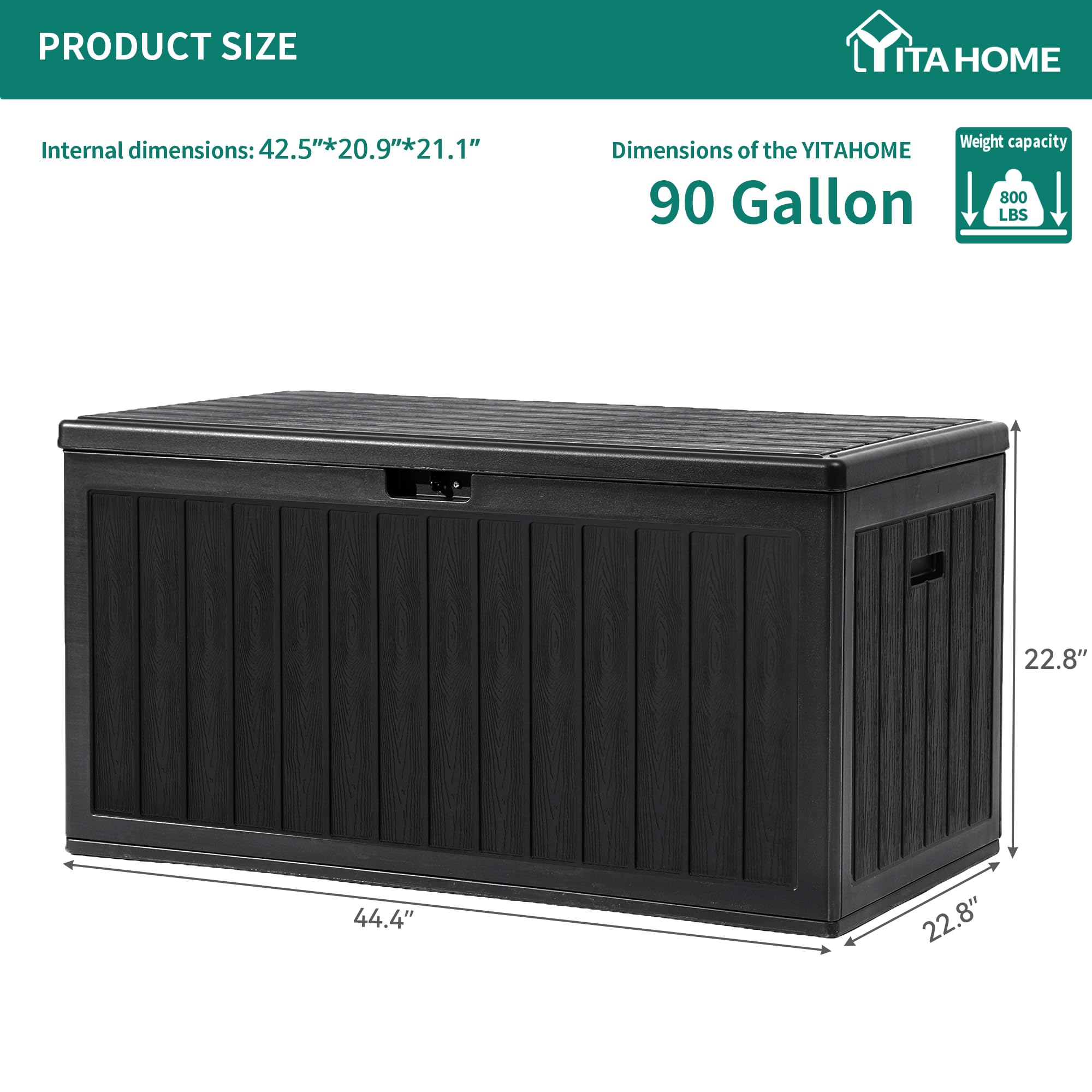 YITAHOME XXL 230 Gallon Large Deck Box,Outdoor Storage for Patio Furniture Cushions,Garden Tools with Flexible Divider,Waterproof,Lockable (Black&Brown)