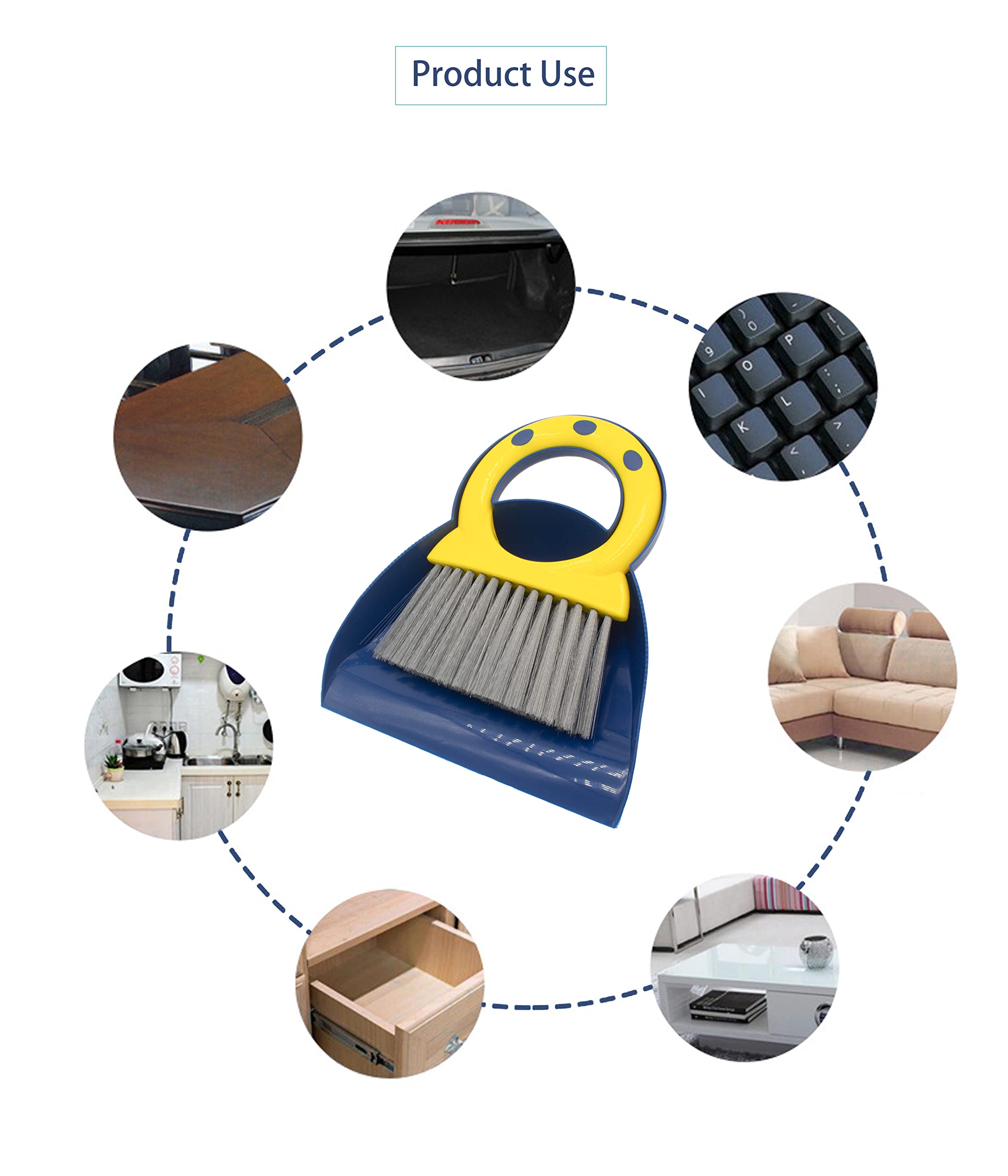 Mini Dustpan Set of Collecting Tray and Brush Small Dustpan and Brush Set(Deep Blue)