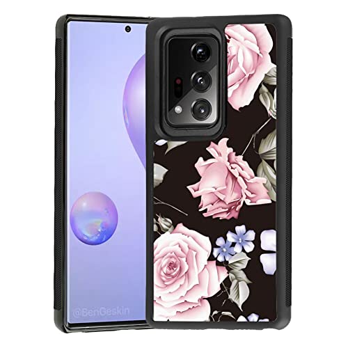 for Samsung Galaxy Note 20 Ultra 5G Phone Case with Pink and Purple Flowers Slim Light not Heavy Tire Tread Texture PC+TPU Case