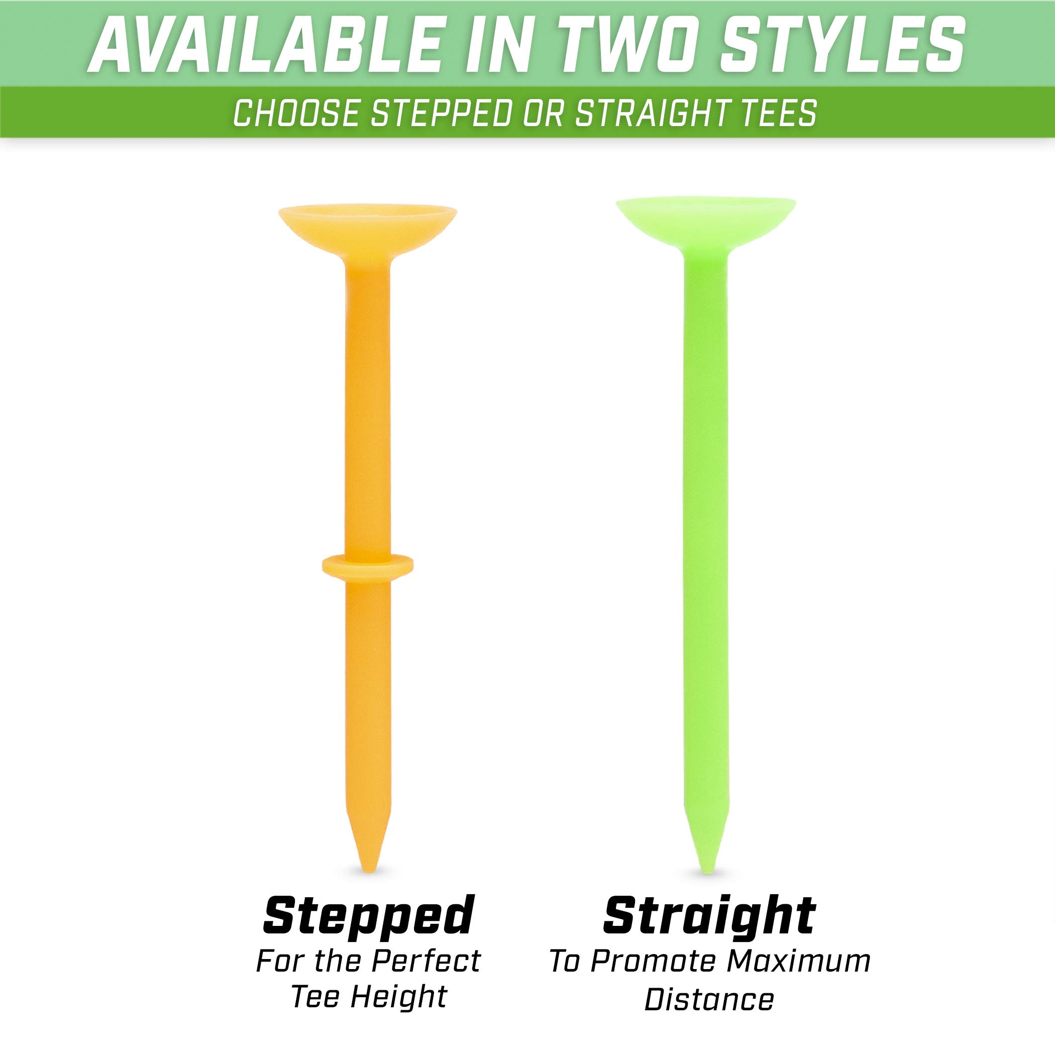 GoSports 3.25” Widemouth Tees Plastic Golf Tees, 60 Tee Player’s Pack - Max Distance and Easier Teeing
