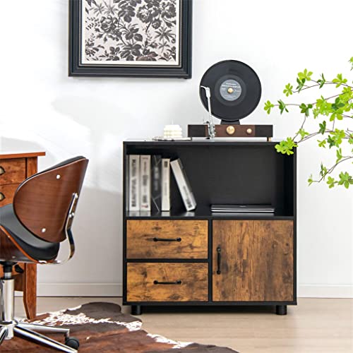 SEASD Two-Door Kitchen Storage Cabinet Buffet Sideboard with Drawers Shelf Furniture