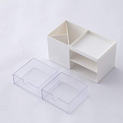 YOSCO Desktop Storage Organizer Mini Box for Office Supplies Container Pen Holder for Desk Cute Pencil Cup Pot Makeup Brush Holder (White)