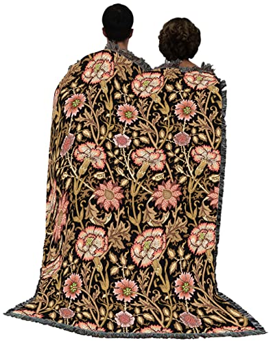 Pure Country Weavers William Morris Pink and Rose Blush Blanket - Arts & Crafts - Gift Tapestry Throw Woven from Cotton - Made in The USA (72x54)