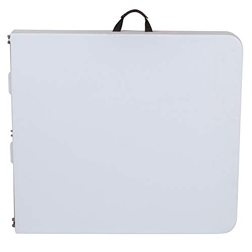 Flash Furniture Kathryn 5' Rectangular Plastic Folding Event Table with Carrying Handle, Bi-Fold Portable Banquet Table for Indoor/Outdoor Events, White