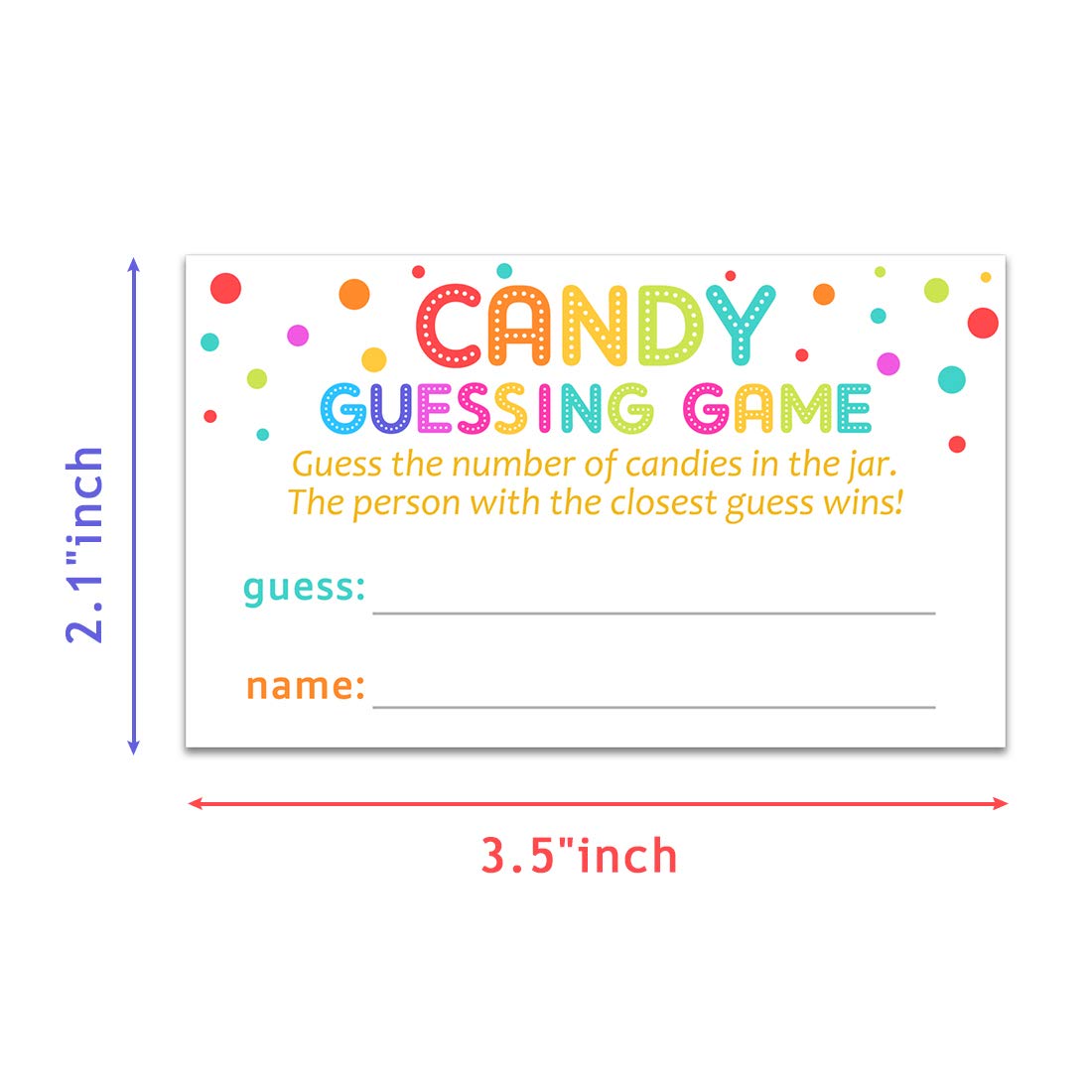 Yangmics Direct 60 Candy Guessing Game Cards - Guess How Many in the Jar Game Tickets-Baby Shower Party Collection